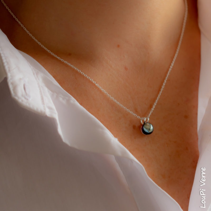 Collier perle Bleu des ports - Loupiverre