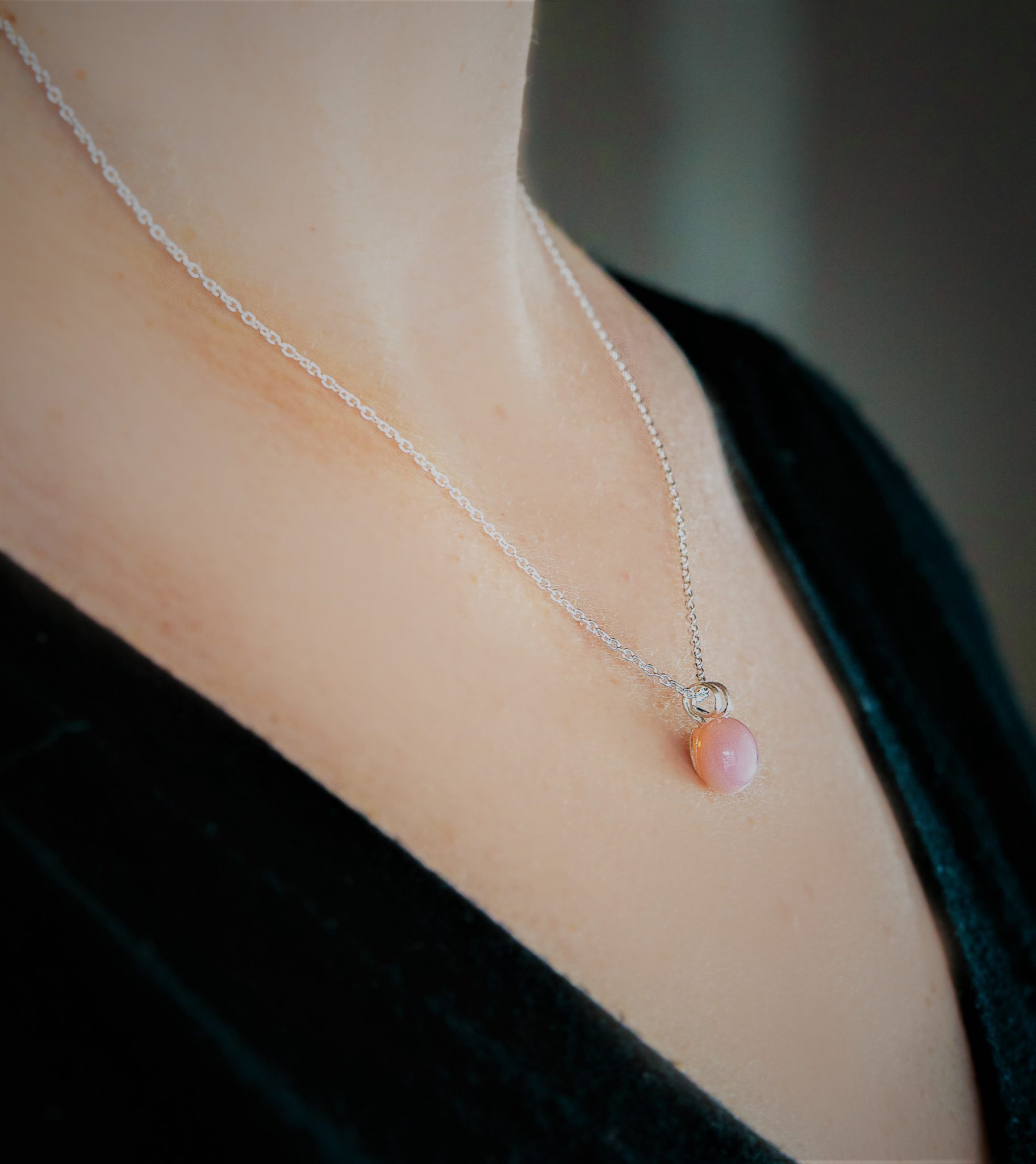 Collier perle Rose poudré - Loupiverre