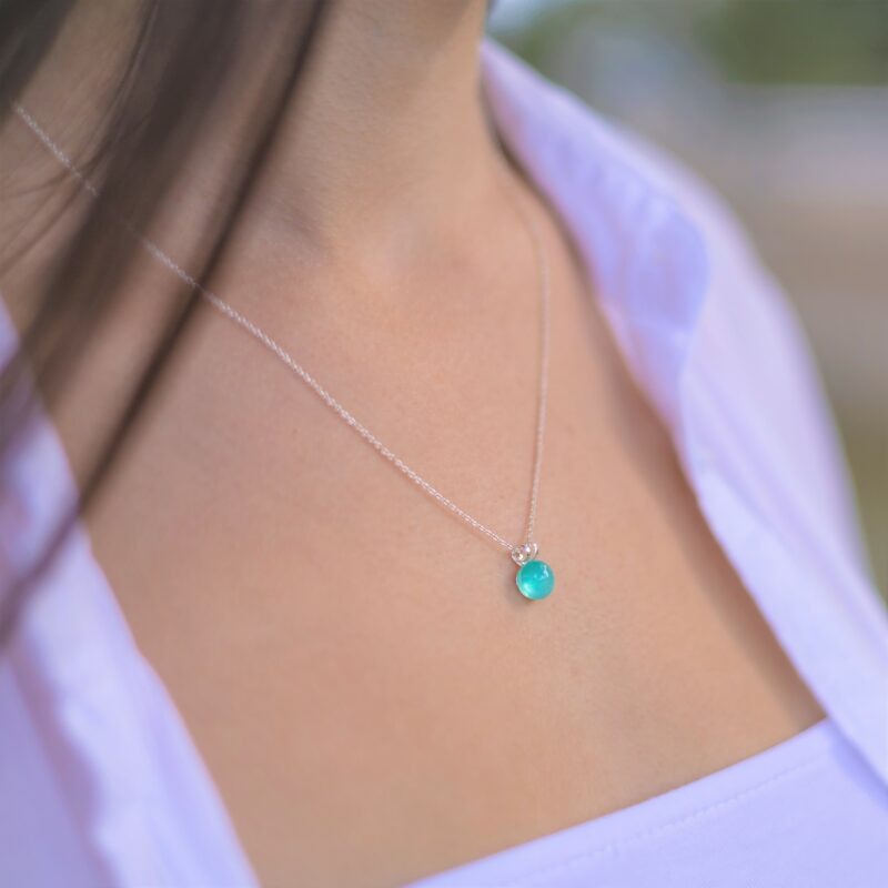 Collier perle vert d'eau - Loupiverre
