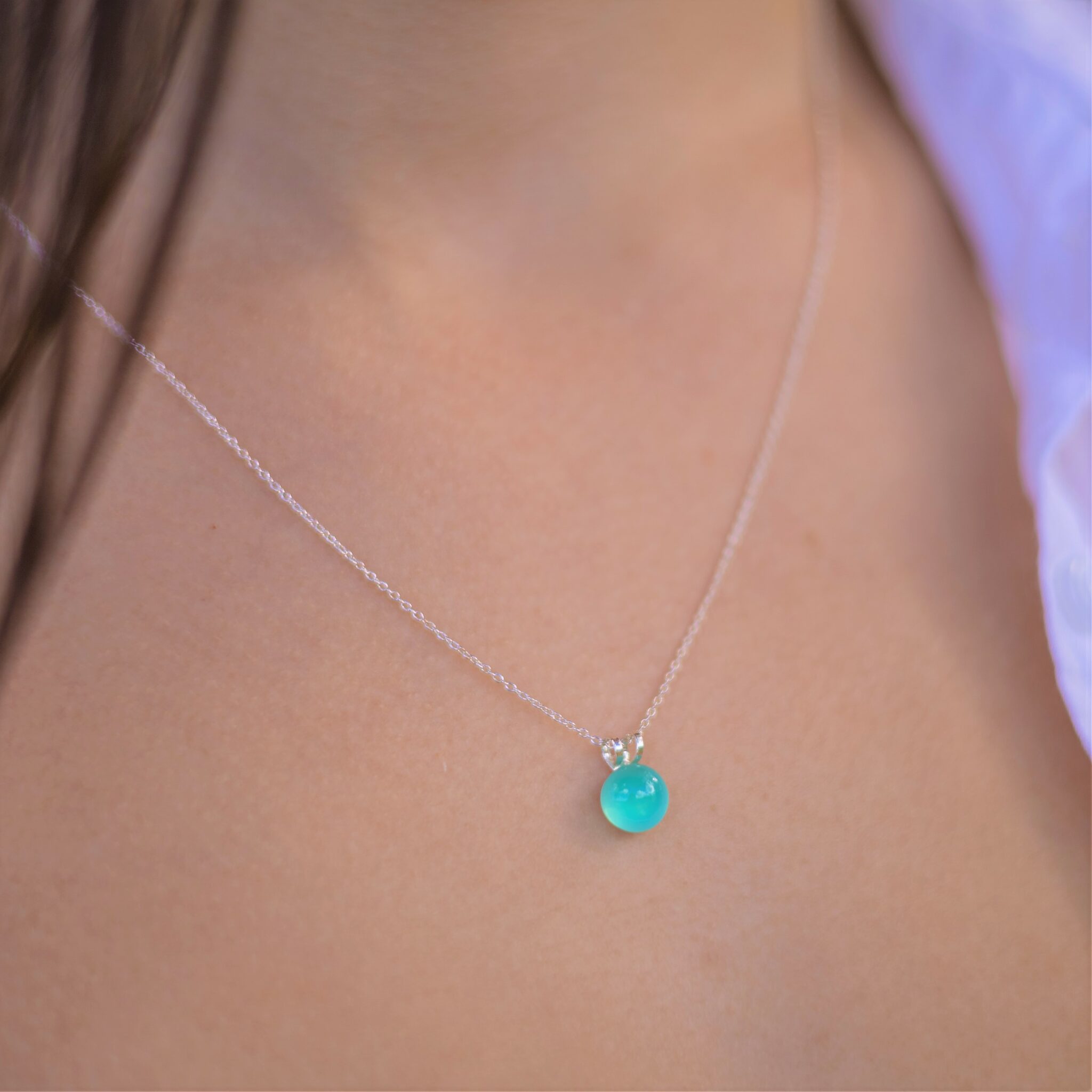 Collier perle vert d'eau - Loupiverre